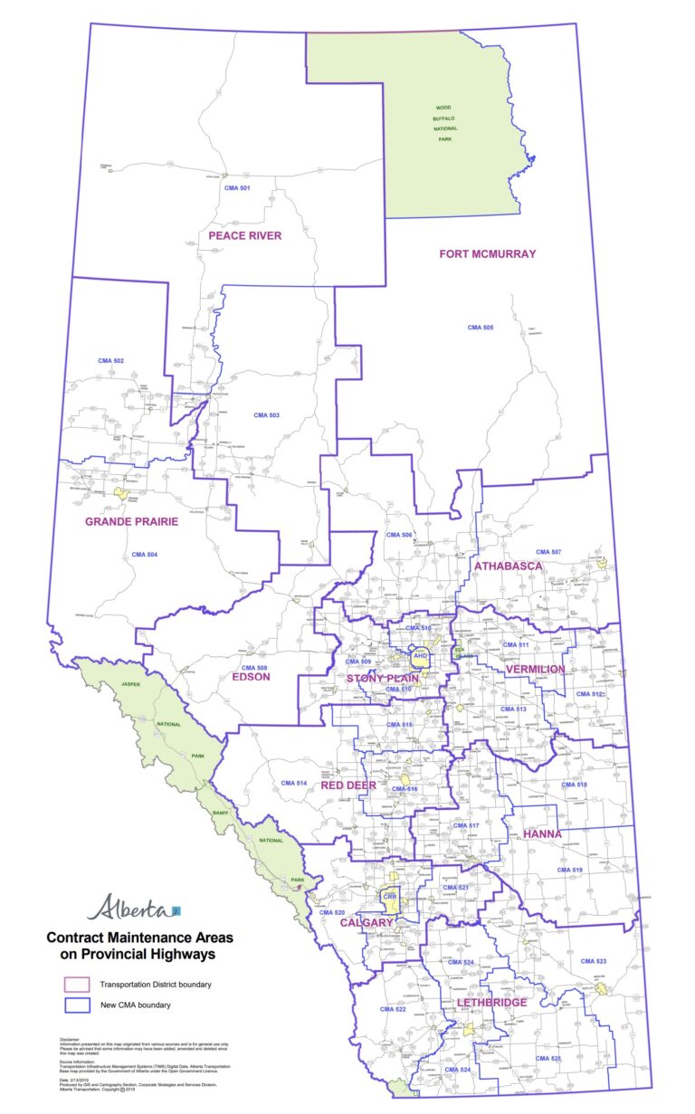 Emcon Road Services - Alberta maintenance coverage areas